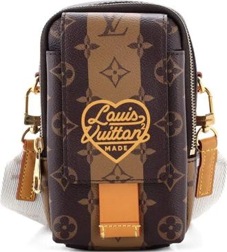 Louis Vuitton Nigo Flap Double Phone Pouch Limited Edition Stripes Monogram Canvas crossbody bag - Braun
