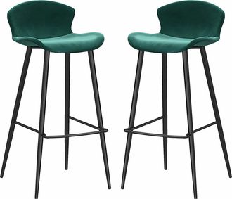 Generic Samt-Barhocker, Tresenhocker mit R&uuml;ckenlehne, Metallbeinen und Fu&szlig;st&uuml;tze, 66/76 cm hohe Hocker, gepolsterte K&uuml;chen- und Esszimmerst&uuml;hle