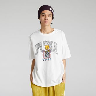 Puma NEKOSAN x HOOPS DYLAN Graphic Oversized T-Shirt Unisex, Kleidung, Wei&szlig;, M