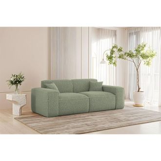Fun M&ouml;bel Sofa Designersofa CELES PREMIUM 2-Sitzer in Stoff Sven Hellgr&uuml;n