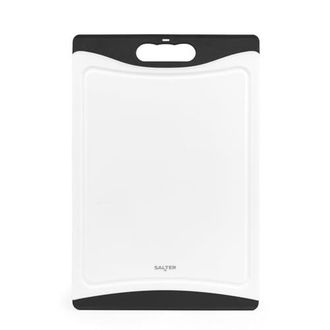 Salter Salter Kunststoff-Schneidebrett - Doppelseitiges Schneidebrett, rutschfest, leicht zu reinigen, spülmaschinenfest, Lebensmittelzubereitung, verhindert