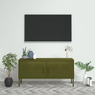 vidaXL Meuble tv Vert olive 105x35x50 cm Acier Vidaxl
