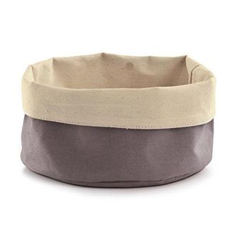 ZELLER Present 18002 Corbeille à Pain Ronde en Coton Anthracite/Crème Ø 20 x 12 cm