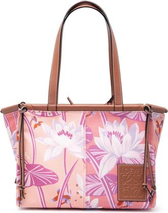 Loewe Shopper - Paulas Ibiza Small Canvas Waterlily Print Cushion - Gr. unisize - in Gold - für Damen
