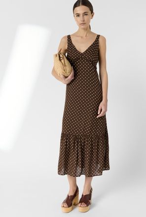 Gerard Darel Robe sans manche &agrave; pois - RACINE - Marron