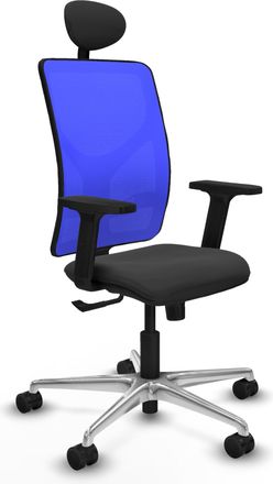 Piqueras y Crespo Stuhl f&uuml;r Call Center mit 2D-Armlehnen, h&ouml;henverstellbarer Lendenwirbelst&uuml;tze und festem Kopfteil, ausgestattet mit 3 Positionen und Schneidschaum, Bl