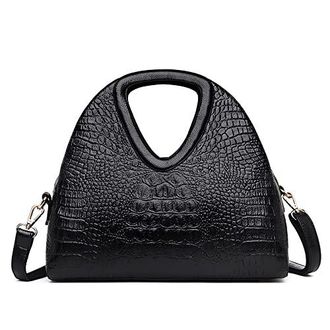 Generic Sac &agrave; main et sac &agrave; main de style r&eacute;tro pour femme avec poign&eacute;e sur le dessus - Sac &agrave; bandouli&egrave;re tendance - Grand sac fourre-tout pour femme, Noir, L