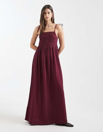 Aray Maxi-Strandkleid in Burgunderrot