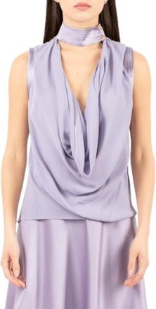 Elisabetta Franchi Femme, Blouses et Chemises, Violet, Taille: 36 FR Haut Drap&eacute;