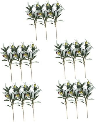 Pretyzoom 15 St&uuml;ck K&uuml;nstliche Olivenzweige Haushaltspflanzen K&uuml;nstliche Olivenzweige Stiele F&uuml;r Vasen Pflanzenzubeh&ouml;r Kleine K&uuml;nstliche Pflanzen Blumenarrangeme
