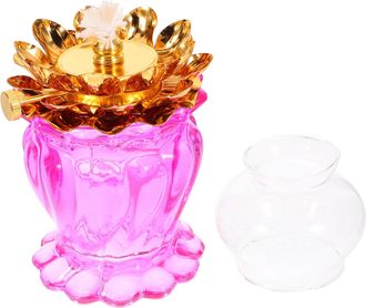 SOLUSTRE Vintage Öllampe Lotusform aus Glas Farbverlaufene Retro Petroleumlampe für Innenräume Dekorative Kerosinlampe ohne Öl Multifunktionale Tischdekoration