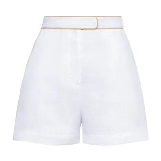 MVP Wardrobe Wei&szlig;e Leinen Regular Fit Shorts - - Shorts - Damen - Wei&szlig; - XS