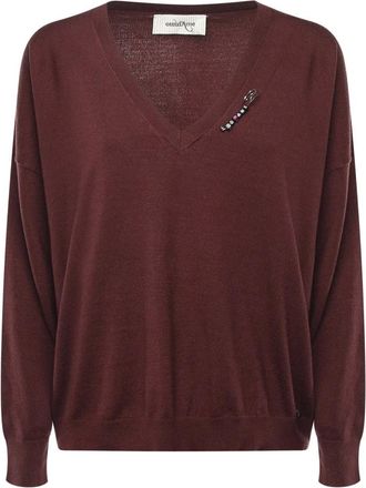 ottod'Ame Femme, Pulls, Beige, Taille: 38 FR V-neck Tricots