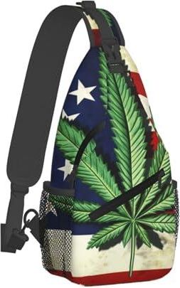 Generic L&eacute;ger Sacoche Port&eacute; &eacute;paule Feuilles de marijuana r&eacute;tro Drapeau am&eacute;ricain Sacs &agrave; Bandouli&egrave;re Casual Sac &agrave; Dos Militaire pour Camping Homme &eacute;cole