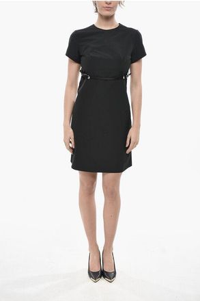 Givenchy Short-Sleeve Cotton-Blend Sheath Dress with Belt size 40
