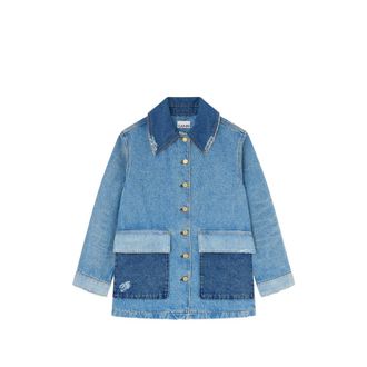 Ganni Jacket In Patchwork Denim