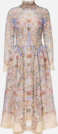 Zimmermann Midikleid Rebellion aus Leinen und Seide