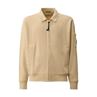 C.P. Company Cotton Diagonal Fleece Zip Lens Sweatshirt - - Jackets - Herren - Beige - M