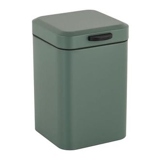 Relaxdays Kosmetikeimer Wandmontage, 3 l, Absenkautomatik, entnehmbarer Inneneimer, Bad M&uuml;lleimer, Edelstahl, dunkelgr&uuml;n