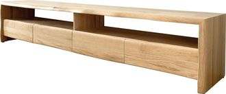 DELIFE Fernsehtisch Live-Edge Eiche Natur 230 cm 4 Schubk&auml;sten Baumkante Lowboard