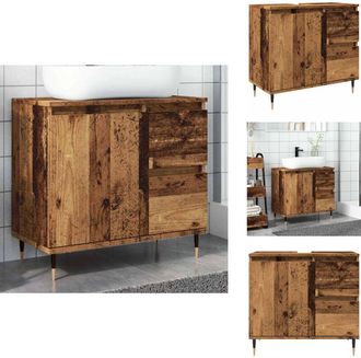 vidaXL Badschrank Altholz-Optik 65x33x60 cm Holzwerkstoff - Badschrank - Badschr&auml;nke - Badezimmerschrank - Schrank