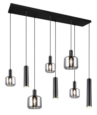 Trio Leuchten Pendelleuchte Mataro 364100832, Metall Schwarz matt, Glas chrom bedampft, ohne Leuchtmittel