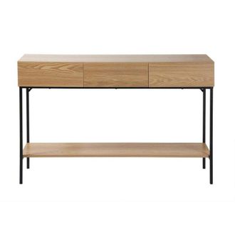 Calicosy Console 3 tiroirs avec 1 tablette d&eacute;cor bois et m&eacute;tal L120 cm TESSA
