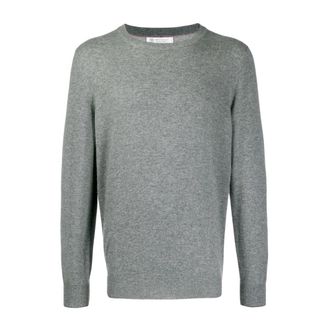 Brunello Cucinelli Luxuri&ouml;ser Rundhalsausschnitt Strickpullover Hellgrau - - Knitwear - Herren - Grau - L