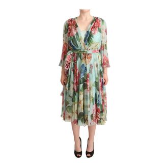 Dolce & Gabbana Luxuri&ouml;ses Blumiges Seidenwickelkleid - - Dresses - Damen - Mehrfarbig - M