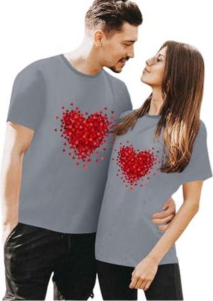 Generic T-shirt d&eacute;contract&eacute; &agrave; col rond pour femme - Cadeau de Saint-Valentin 2026 - Haut &agrave; manches courtes pour plus de confort et de style, gris, M