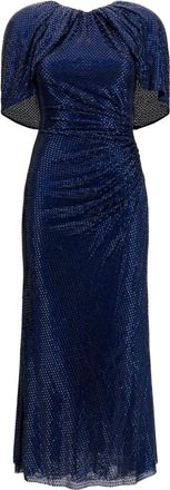 Self Portrait Midi-Kleid mit Umhang&auml;rmeln und Kristallen - - Dresses - Damen - Blau - S