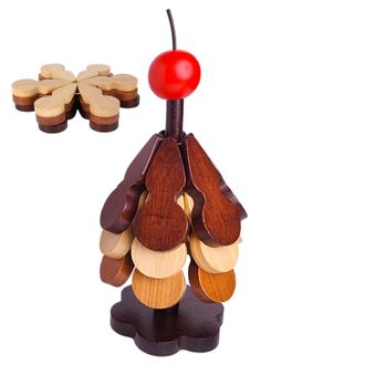 Generic Holz Weihnachtsbaum Untersetzer - 3 St&uuml;ck Faltbarer Holzuntersetzer | Hitzebest&auml;ndiger Schreibtisch Protektor Mit St&auml;nder | F&uuml;r Hei&szlig;e Gerichte, Kochge
