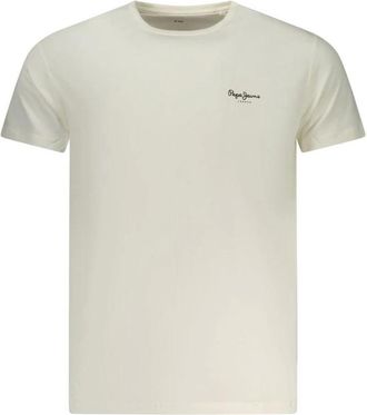 Pepe Jeans London Homme, Tops, Blanc, Taille: L T-shirt classique en coton &agrave; col rond