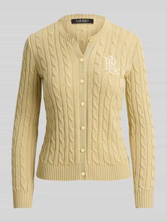 Lauren Ralph Lauren Regular Fit Strickjacke aus reiner Baumwolle mit Logo-Stitching