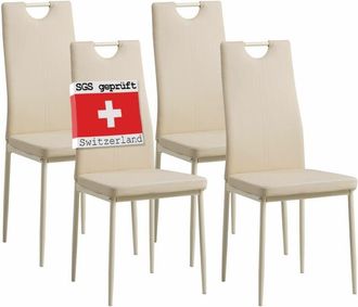 Albatros-Moebel Esszimmerstühle salerno 4er Set, Beige - Edles Italienisches Design, Polsterstuhl Kunstleder-Bezug, Modern und Stilvoll am Esstisch - Küchenstuhl