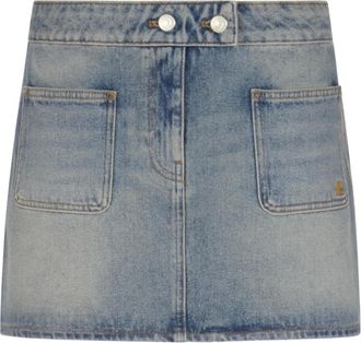 Courr&egrave;ges Femme, Jupes, Bleu, Taille: 38 FR Mini-jupe en jean signature