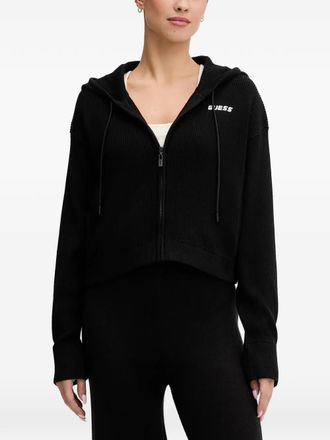 Guess Co hoodie zipp&eacute; &agrave; logo brod&eacute; - Noir
