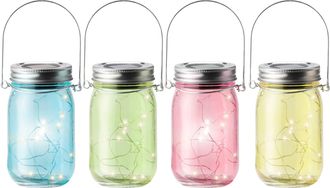 Lumineo LED Solar Glass Jar 4cls outd Variant Beleuchtung, Mehrfarbig, Einzigartig