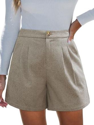 Cupshe Short taille haute pour femme plissé sur le devant en tweed texturé, gris, L