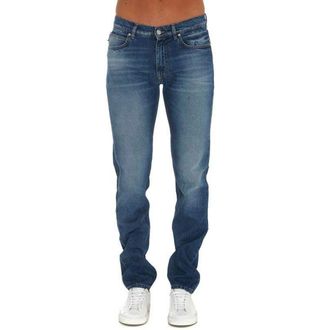 Versace Mens Blue Cotton Straight-Leg Jeans Clothing