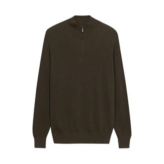 Brooks Brothers Half-Zip Baumwoll-Kaschmir-Pullover mit Englischem Rippenmuster - - Knitwear - Herren - Gr&uuml;n - 3XL