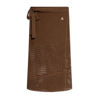 Akep Femme, Jupes, Brun, Taille: 42 FR Jupe avec Appliqu&eacute; Logo