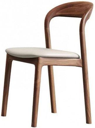 Generic Massivholz Essstuhl natürlicher Holzstuhl mit gebogenem Rücken für Küchen Esszimmer robuste Holzbeine Design bequemer Sitz weiß 81 * 43 * 46cm