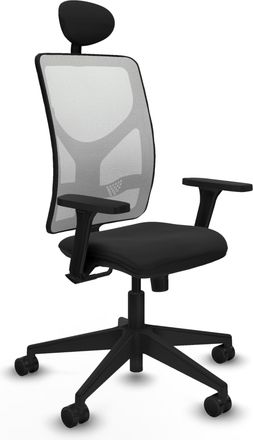 Piqueras y Crespo Schreibtischstuhl mit schwarzen Armlehnen, h&ouml;henverstellbare Lendenwirbelst&uuml;tze und festes Kopfteil, ausgestattet mit 3 Positionen und Schneidschaum, 
