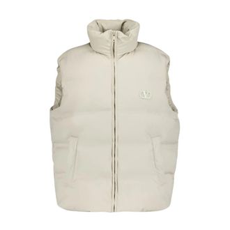 Valentino Garavani Cremefarbene Nylon-Kapuzenweste mit VLogo - - Jackets - Herren - Beige - L