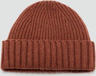 Mango Bonnet en m&eacute;lange de laine c&ocirc;tel&eacute;e orange br&ucirc;l&eacute; - Homme - Taille unique - MANGO MAN