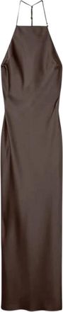Patrizia Pepe Robe de c&eacute;r&eacute;monie en satin fluide - Femme - Robes - Brun - Taille: 38 FR
