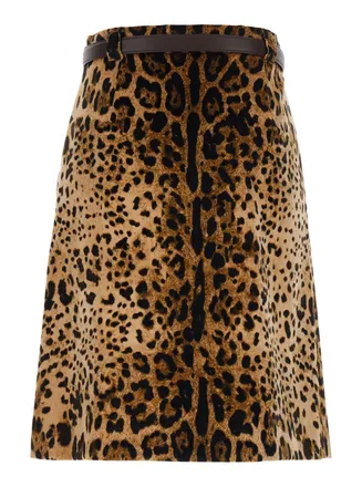Max Mara Womens Skirt Falange Brown Velvet Cotton