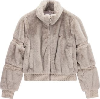 Guess Carla Kunstpelz-Jacke mit hohem Kragen - - Jackets - Damen - Beige - S