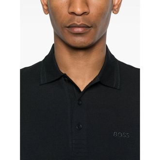 HUGO BOSS Cotton Knit Polo Shirt - Blue
